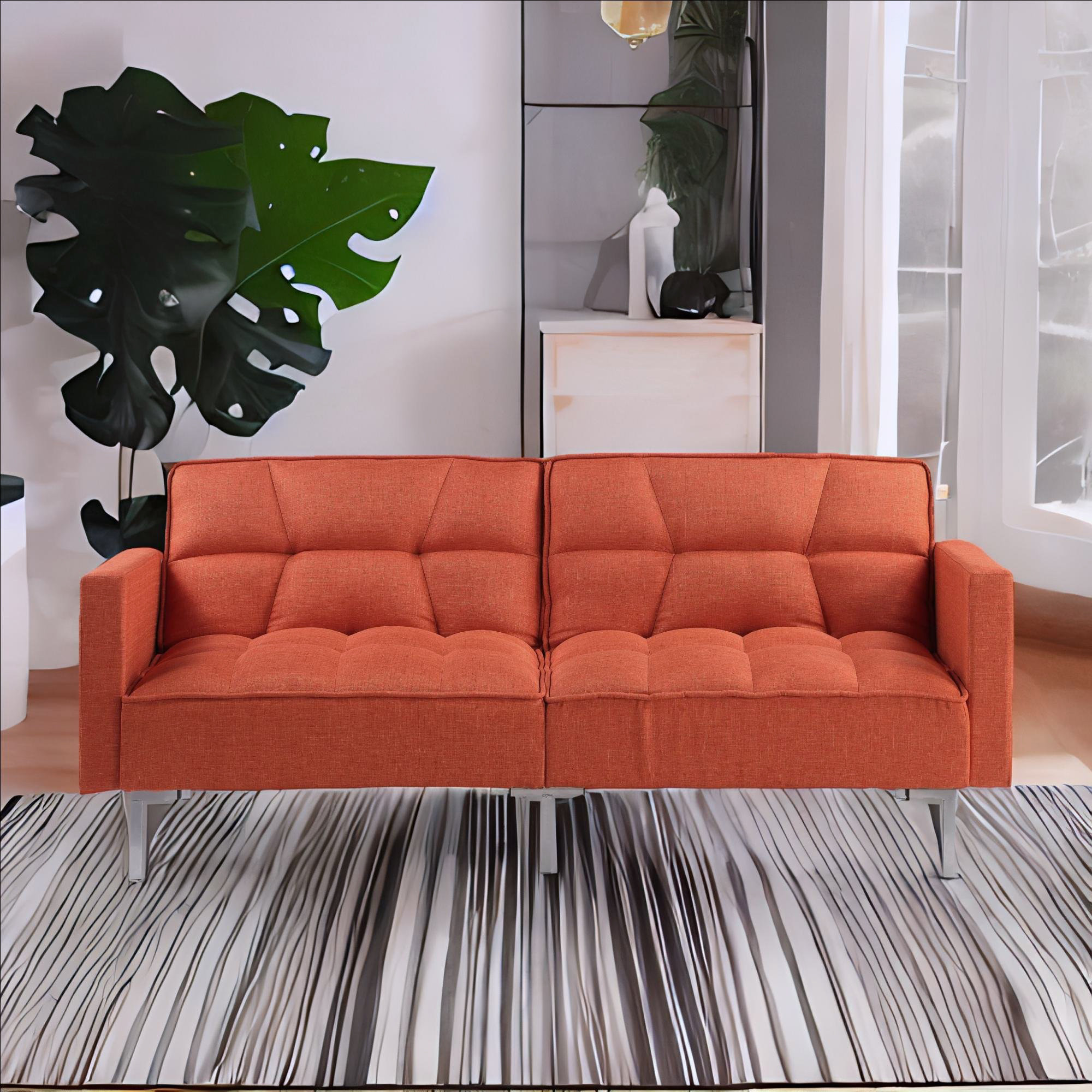 Latitude Run® 74.75" Upholstered Modern Convertible Folding Futon Sofa Bed, Sofa Bed, Couch ...